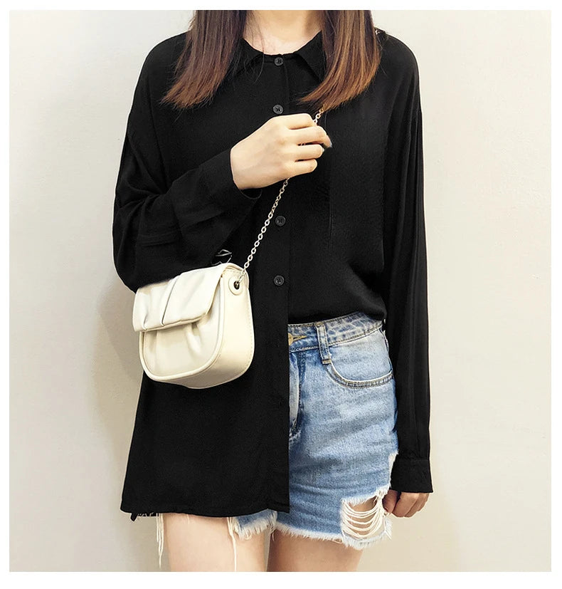 Elegant Ivory Chain Strap Shoulder Crossbody Bag on Luulla