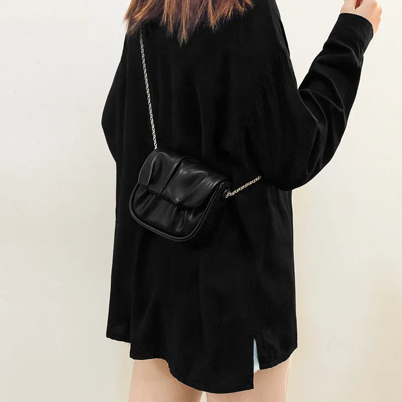 Elegant Ivory Chain Strap Shoulder Crossbody Bag on Luulla