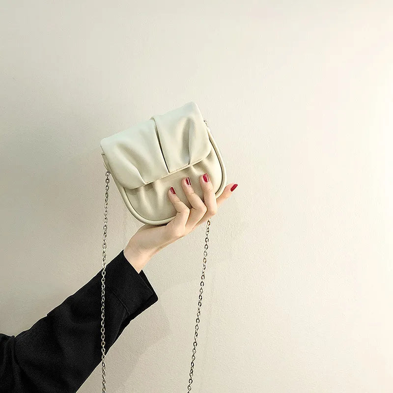 Elegant Ivory Chain Strap Shoulder Crossbody Bag on Luulla
