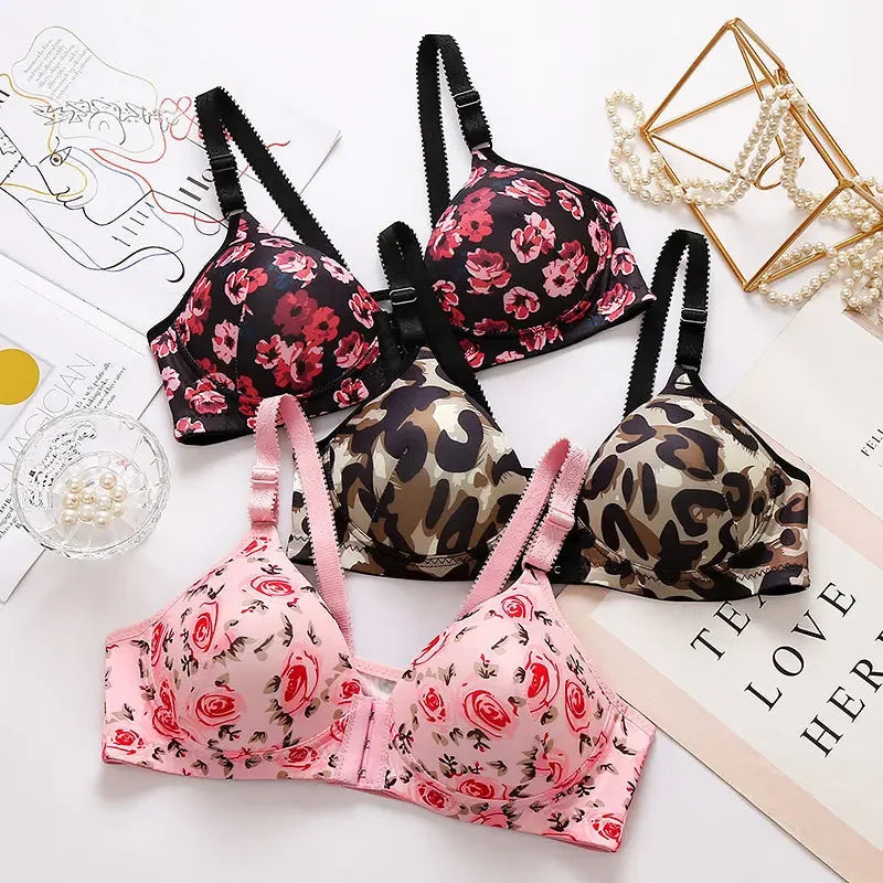 Floral And Leopard Print Padded Bras Set on Luulla