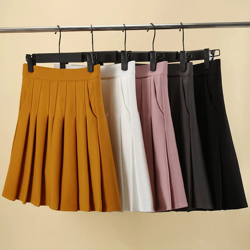 Womens High-waisted Pleated Mini Skater Skirt on Luulla