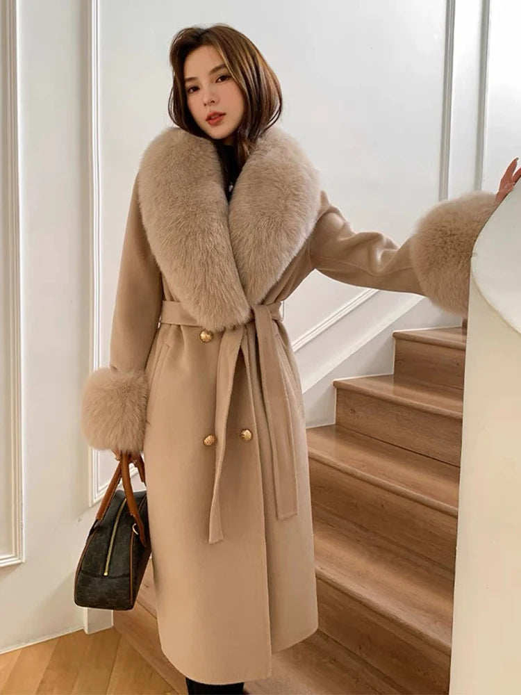 Womens Elegant Long Coat With Faux Fur on Luulla