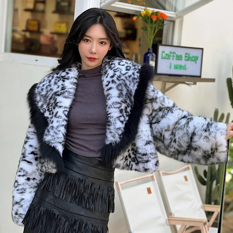 Faux Fur Leopard Print Winter Jacket on Luulla