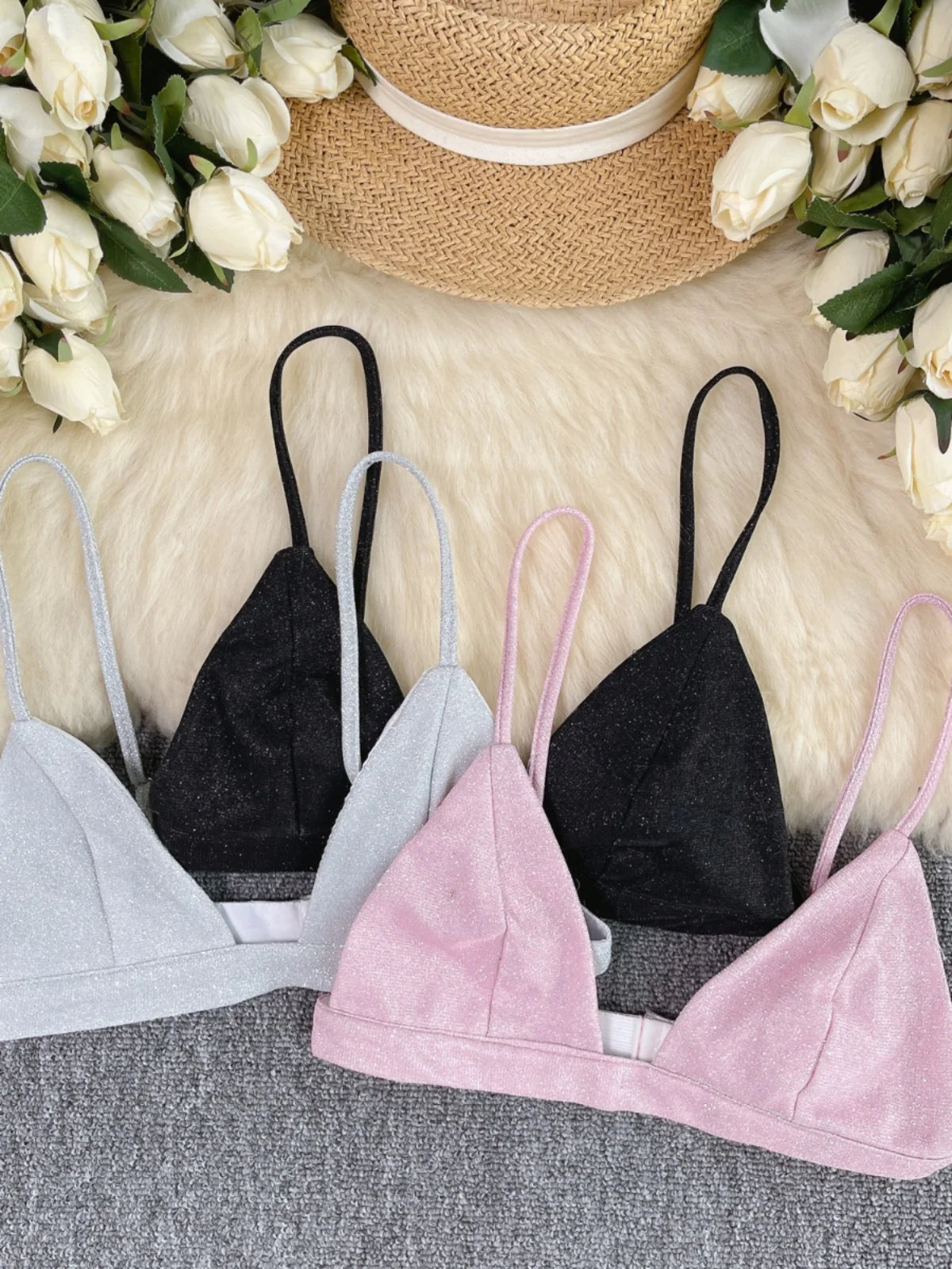 Sparkly Triangle Bralette Set - Three Colors on Luulla
