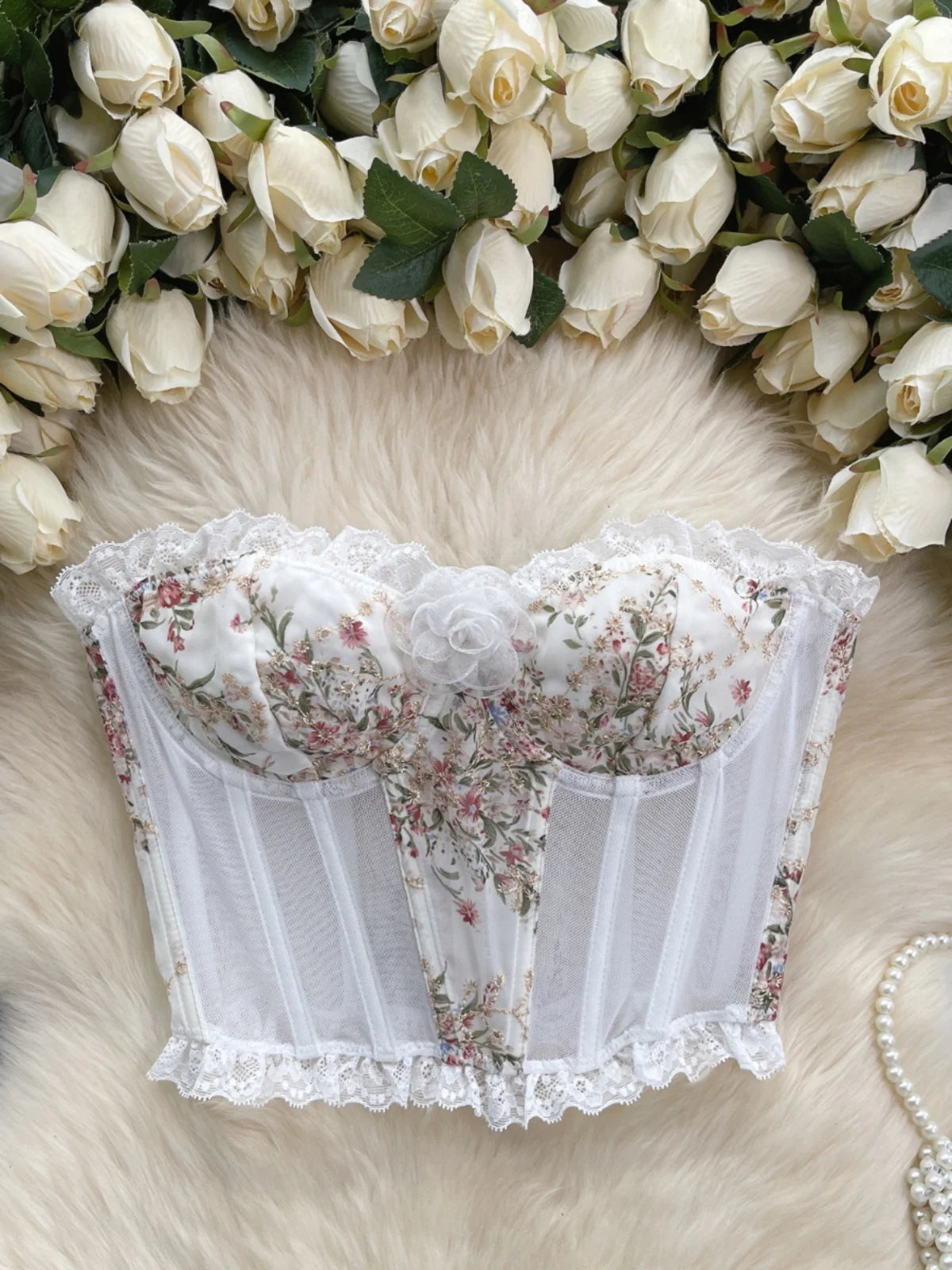 Elegant Floral Lace Bustier Corset Top Lingerie on Luulla