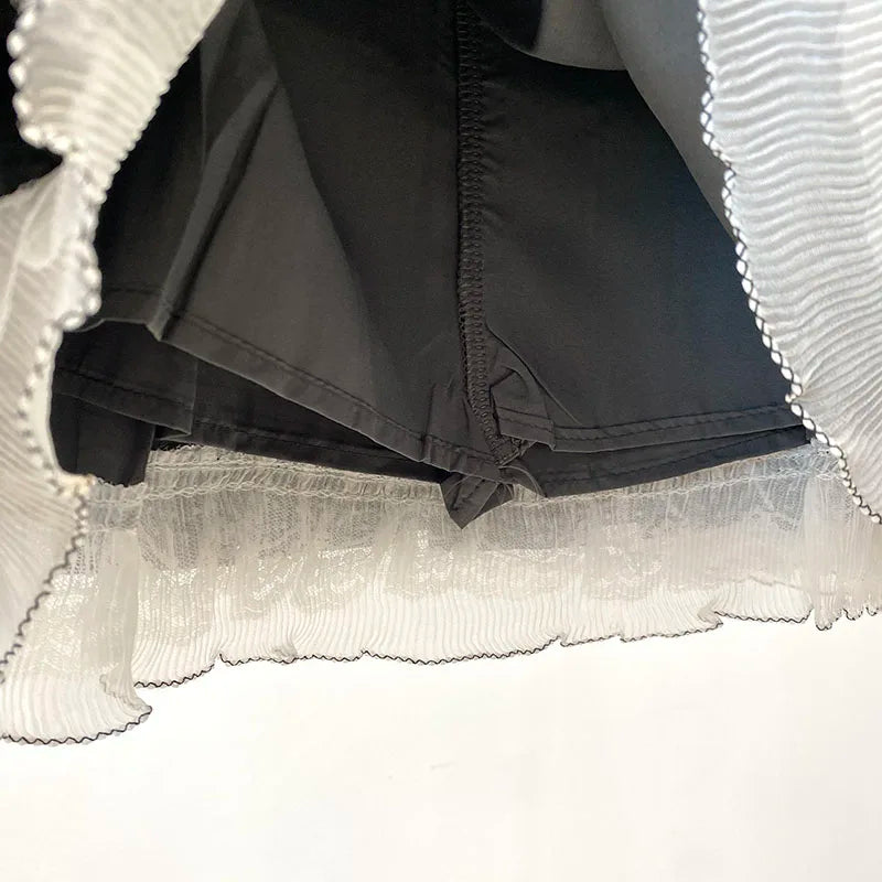 Cute Pleated Skirt With Bow Lace Trim On Luulla