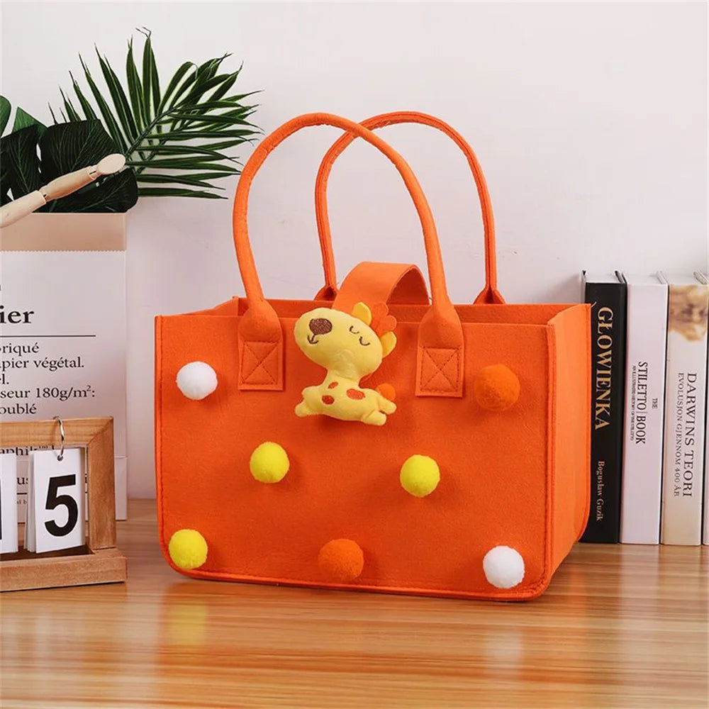 Orange Kids Felt Handbag With Giraffe Design on Luulla