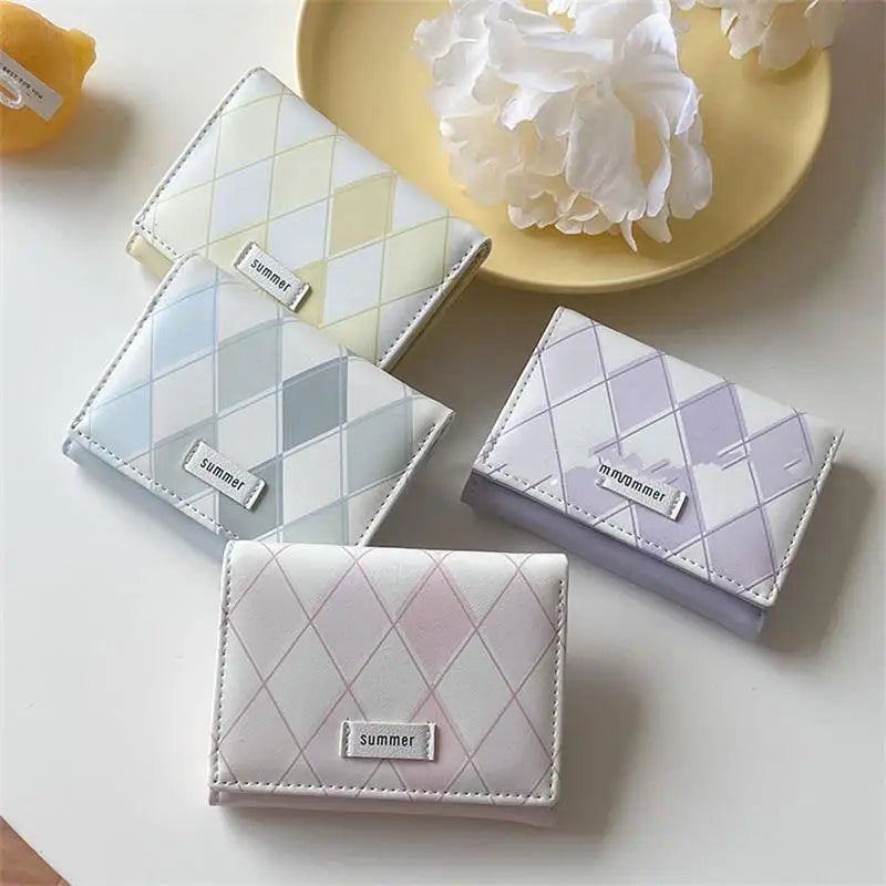 Pastel Diamond Pattern Compact Wallets - Set Of 4 on Luulla