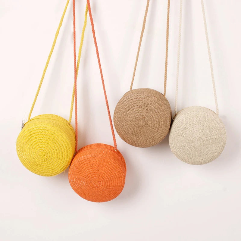 Colorful Round Woven Straw Crossbody Bag Collection on Luulla