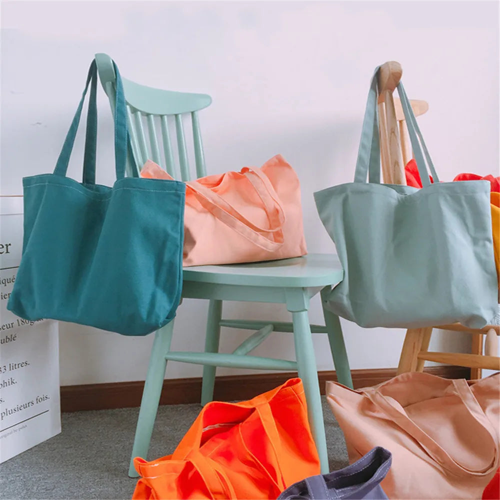 Colorful Cotton Canvas Reusable Tote Bags Collection on Luulla