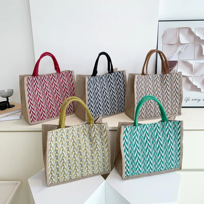 Stylish Chevron Patterned Handcrafted Jute Tote Bags on Luulla
