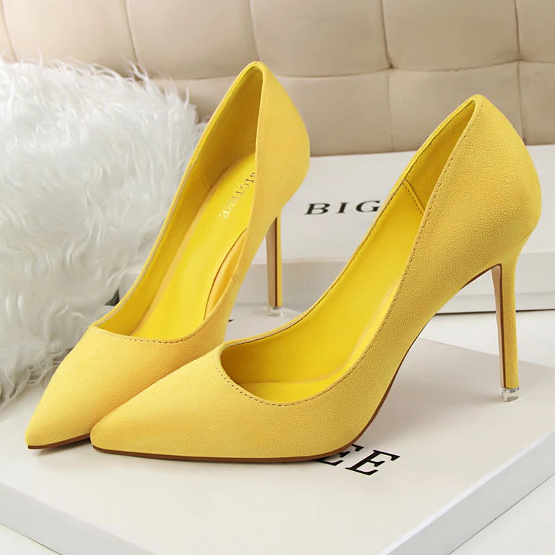 Elegant Yellow Pointed-toe High Heels Pumps on Luulla