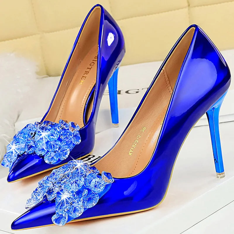 Blue Stiletto Heels With Crystal Embellishments on Luulla