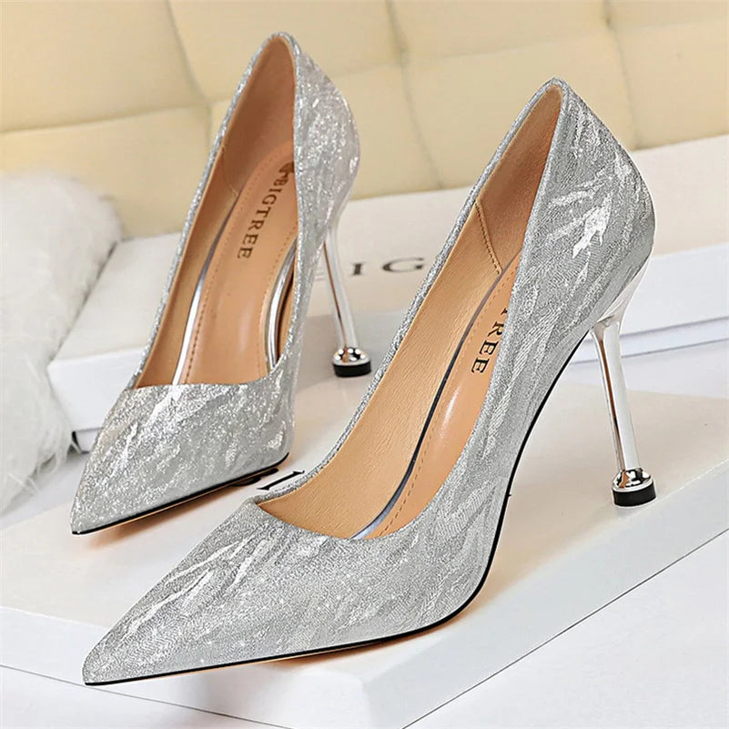 Elegant Silver Stiletto High Heels For Women on Luulla