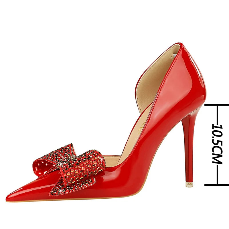 Red Stiletto Heels With Sparkling Bow Accent on Luulla