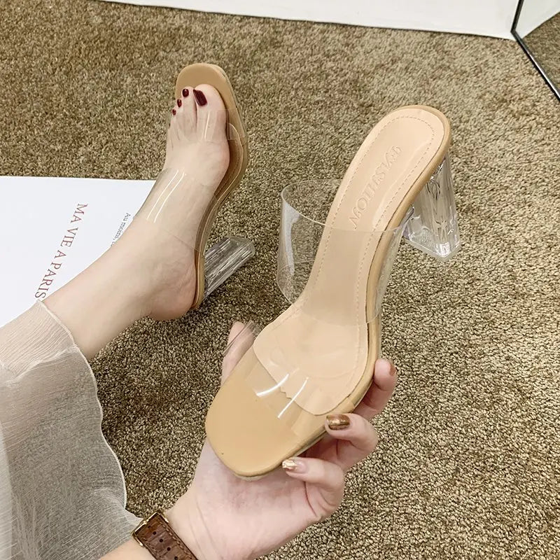 Clear High Heel Transparent Slip-on Sandals on Luulla