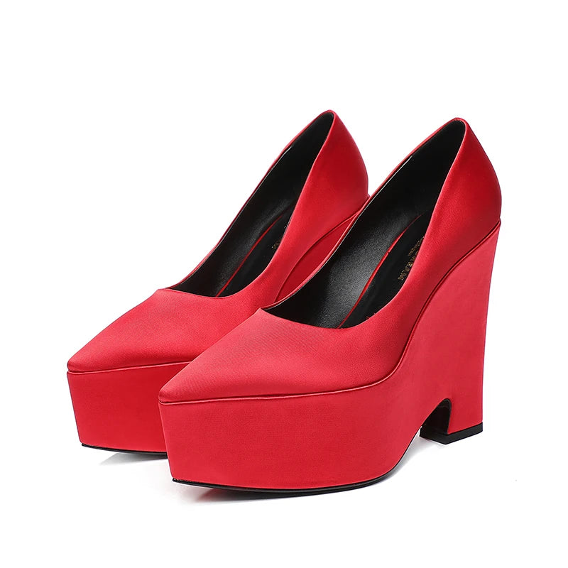 Red High Heel Platform Wedge Shoes For Women on Luulla