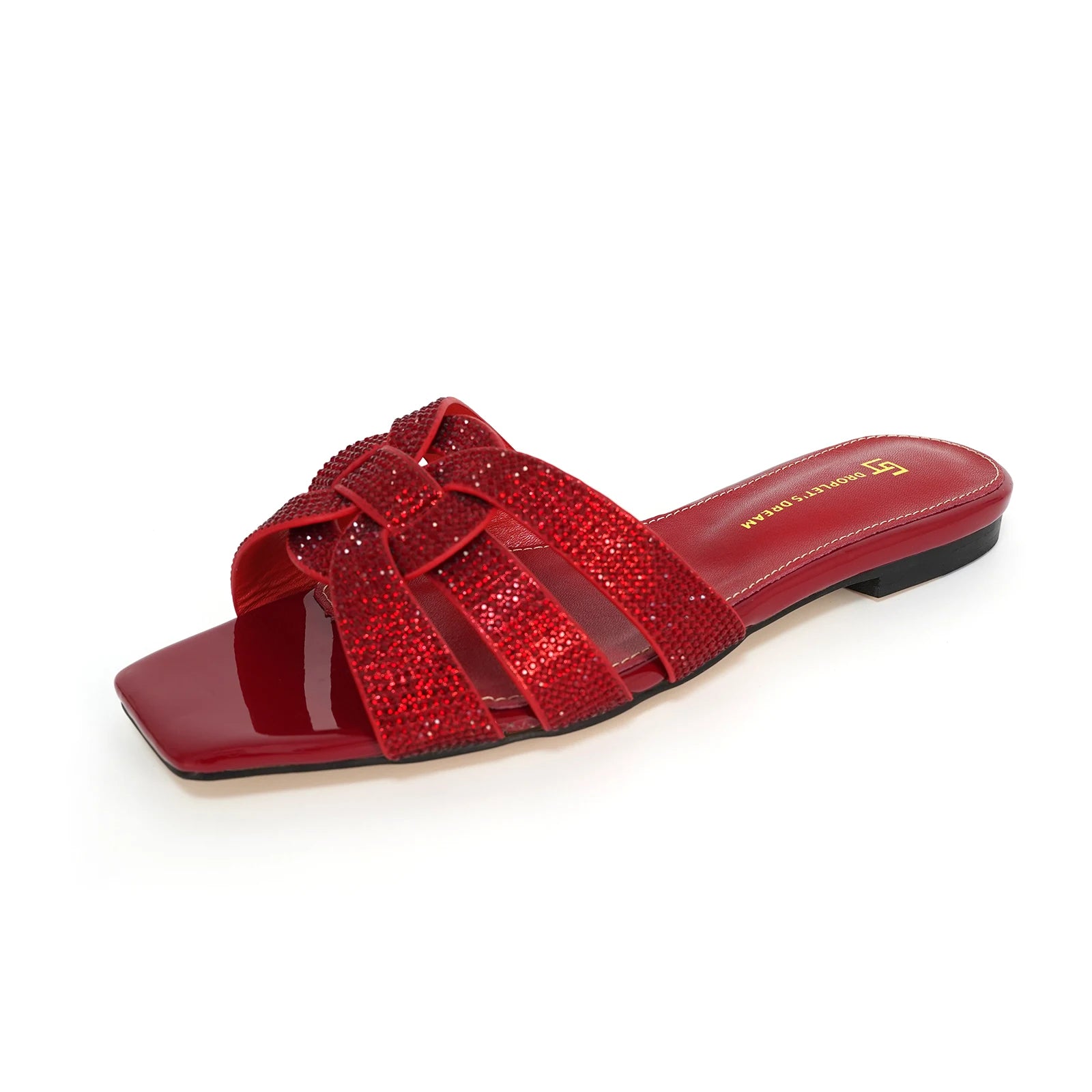 Red Glitter Open-toe Slide Sandals For Women on Luulla