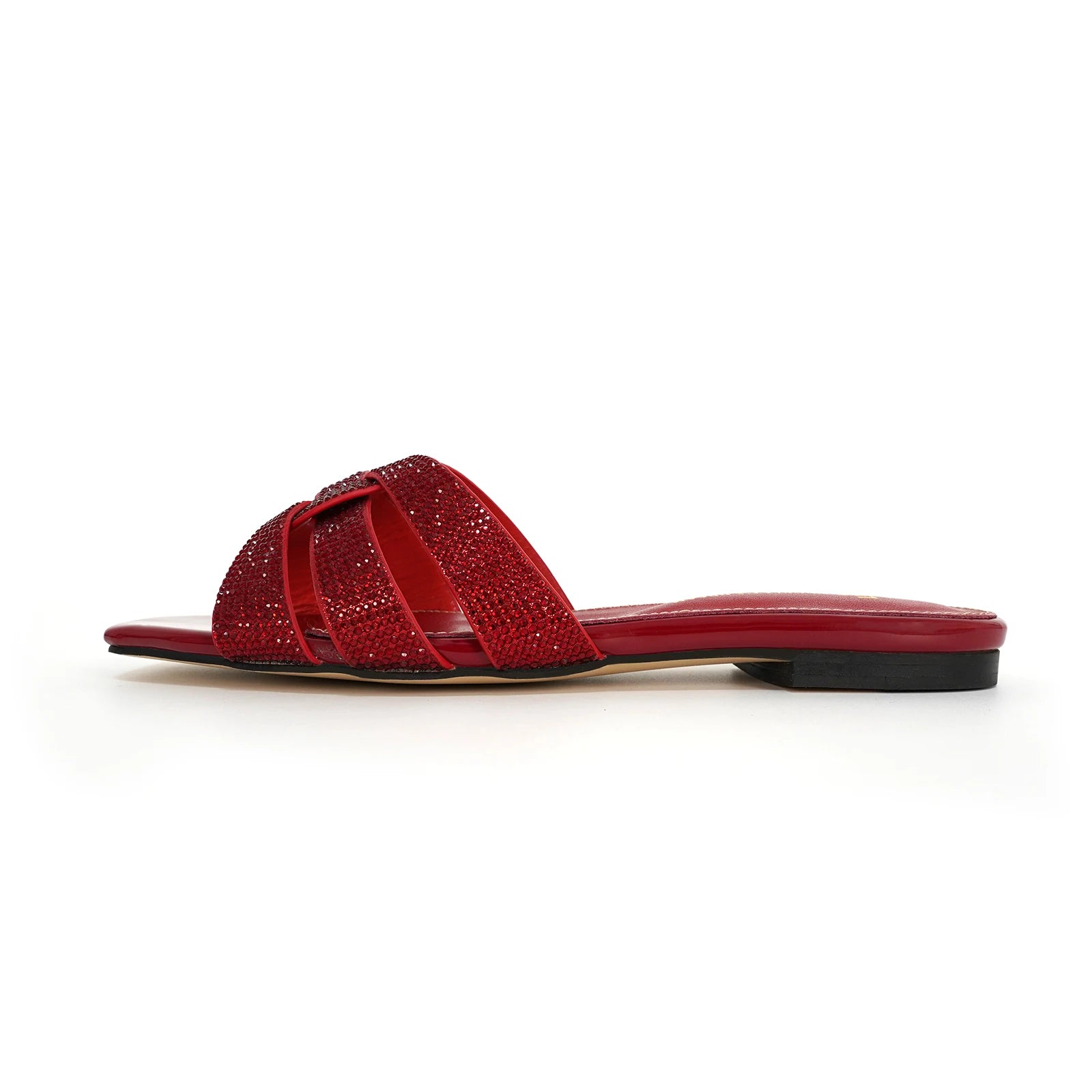 Red Glitter Open-toe Slide Sandals For Women on Luulla