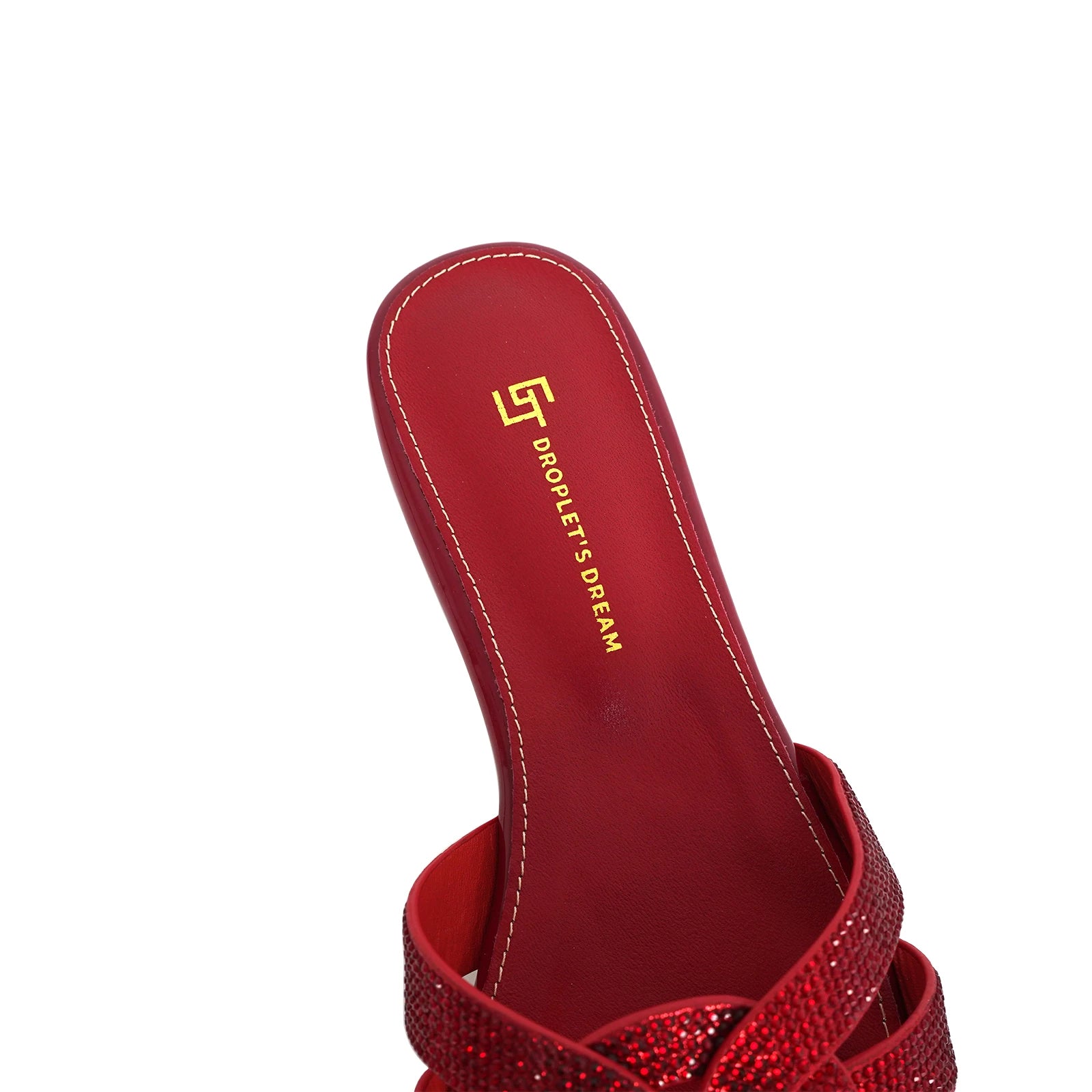 Red Glitter Open-toe Slide Sandals For Women on Luulla