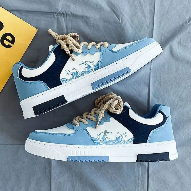 Trendy Blue Wave Design Casual Sneakers on Luulla