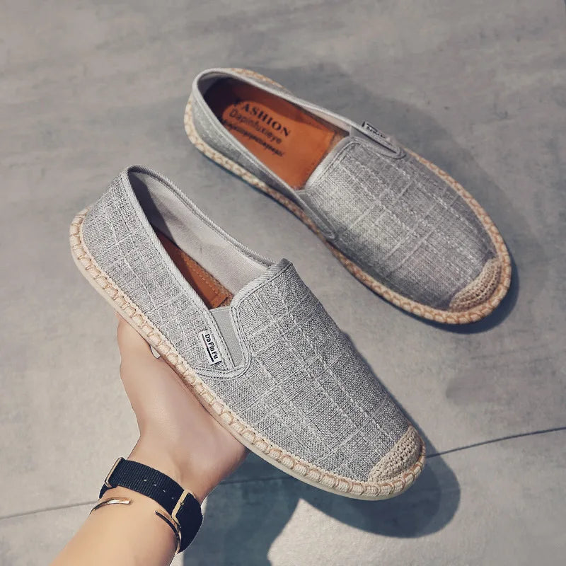 Mens Casual Canvas Slip-on Loafers Gray on Luulla