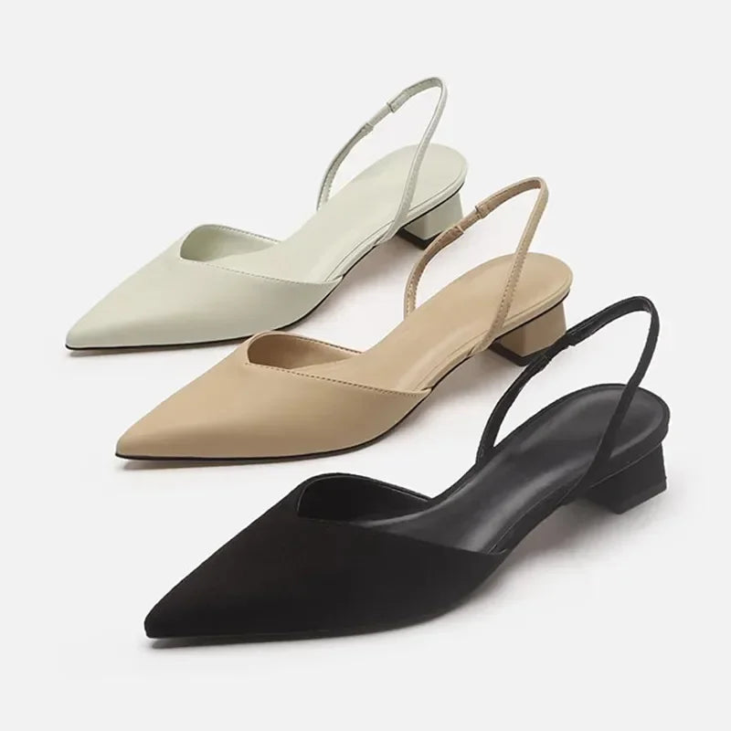 Womens Low Heel Pointed Toe Slingbacks on Luulla