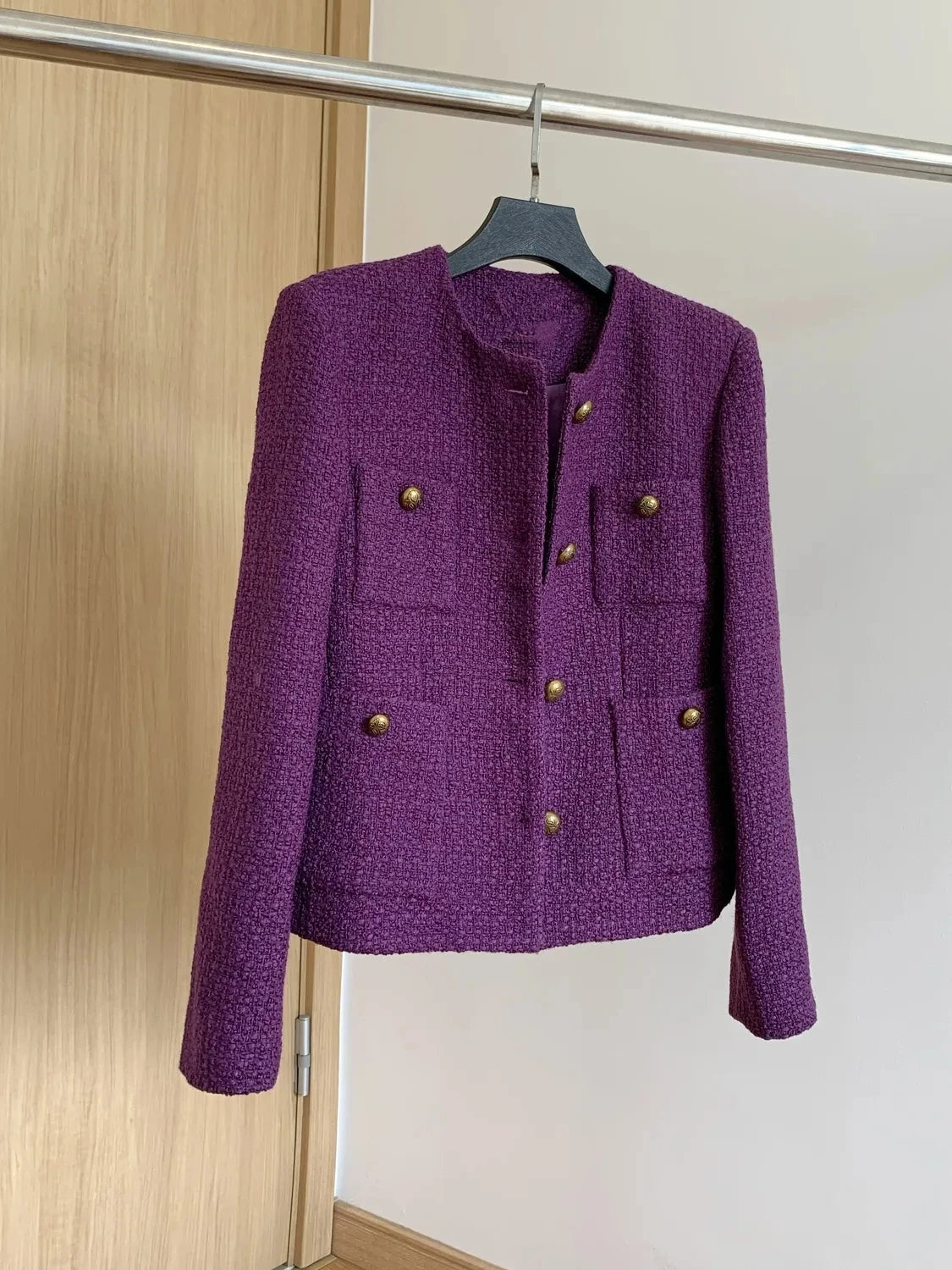 Classic Purple Tweed Jacket With Gold Buttons on Luulla