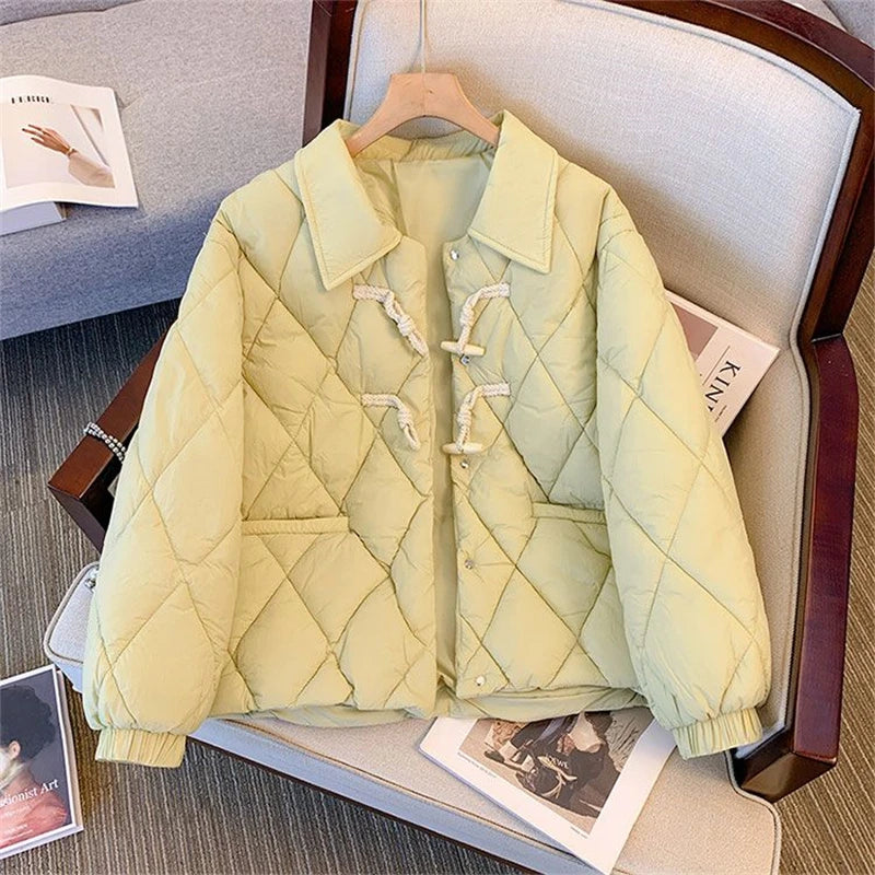 Cozy Quilted Jacket With Toggle Closure Design on Luulla
