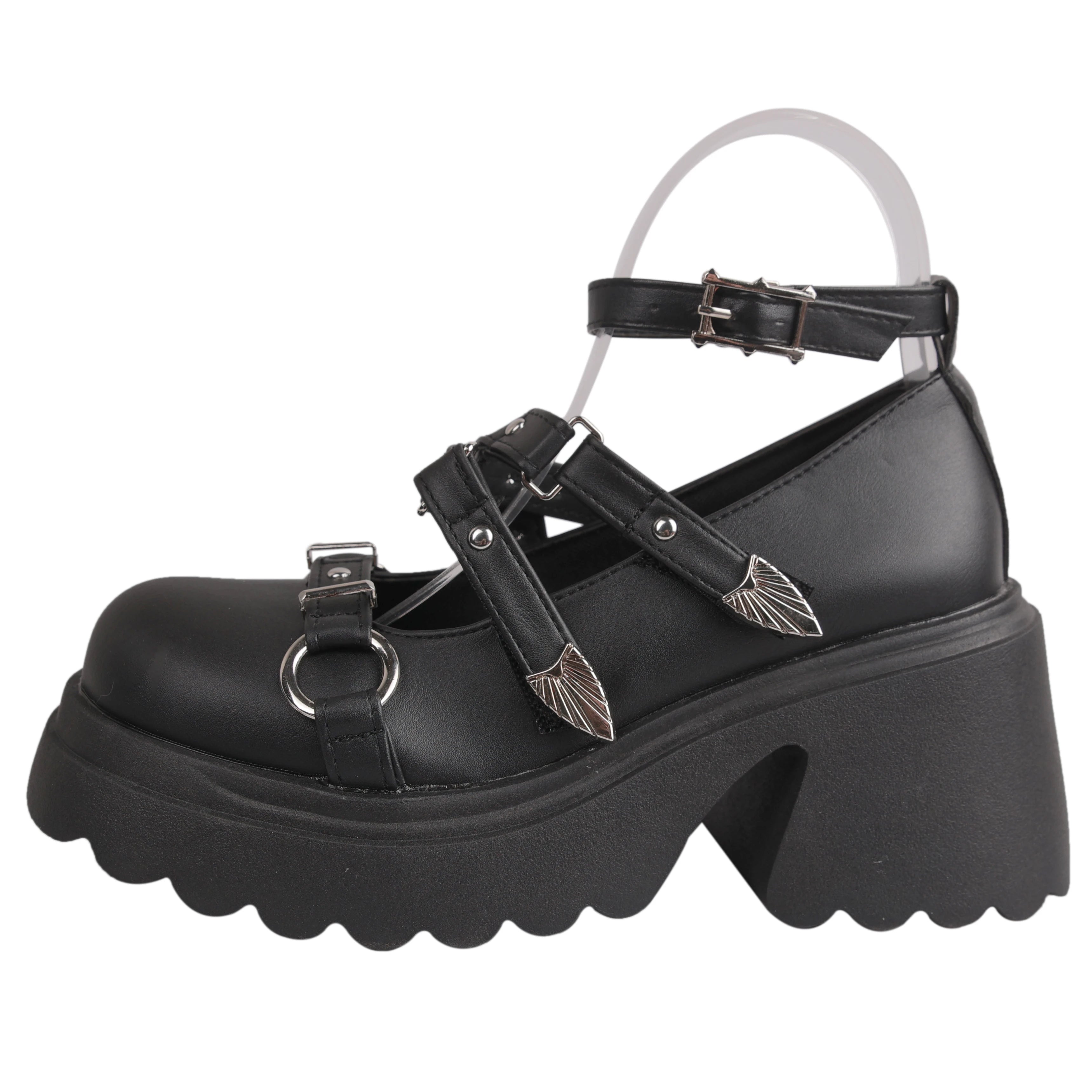 Chunky Platform Black Sandals With Studded Straps on Luulla