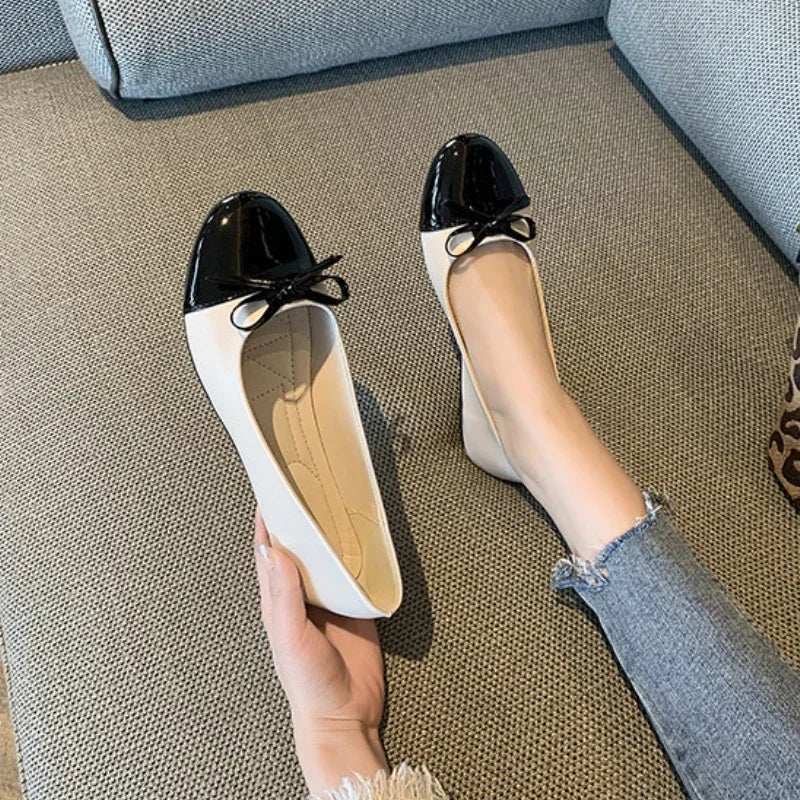 Two-tone Ballet Flats With Bow Accent on Luulla