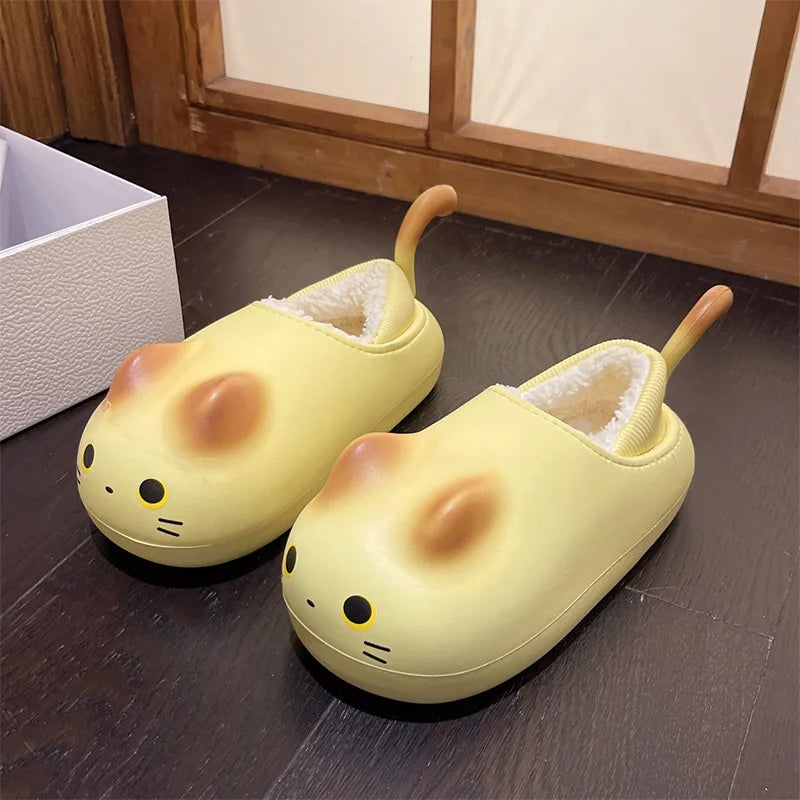 Cozy Cat-themed Indoor Slippers With Tail Design on Luulla