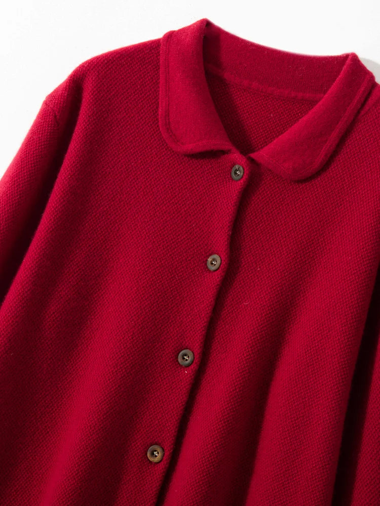 Cozy Red Button-up Cardigan With Soft Fabric on Luulla