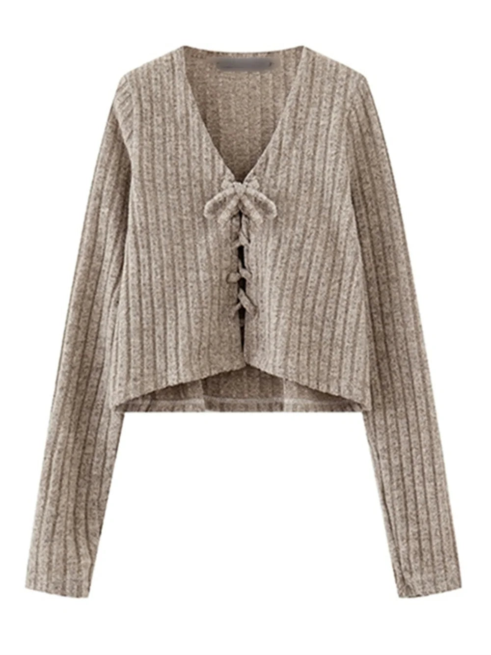 Cozy Knit Crop Cardigan With Front Tie Design on Luulla