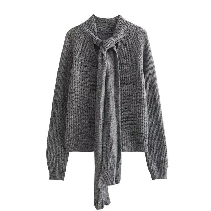 Cozy Knit Sweater With Stylish Tie on Luulla