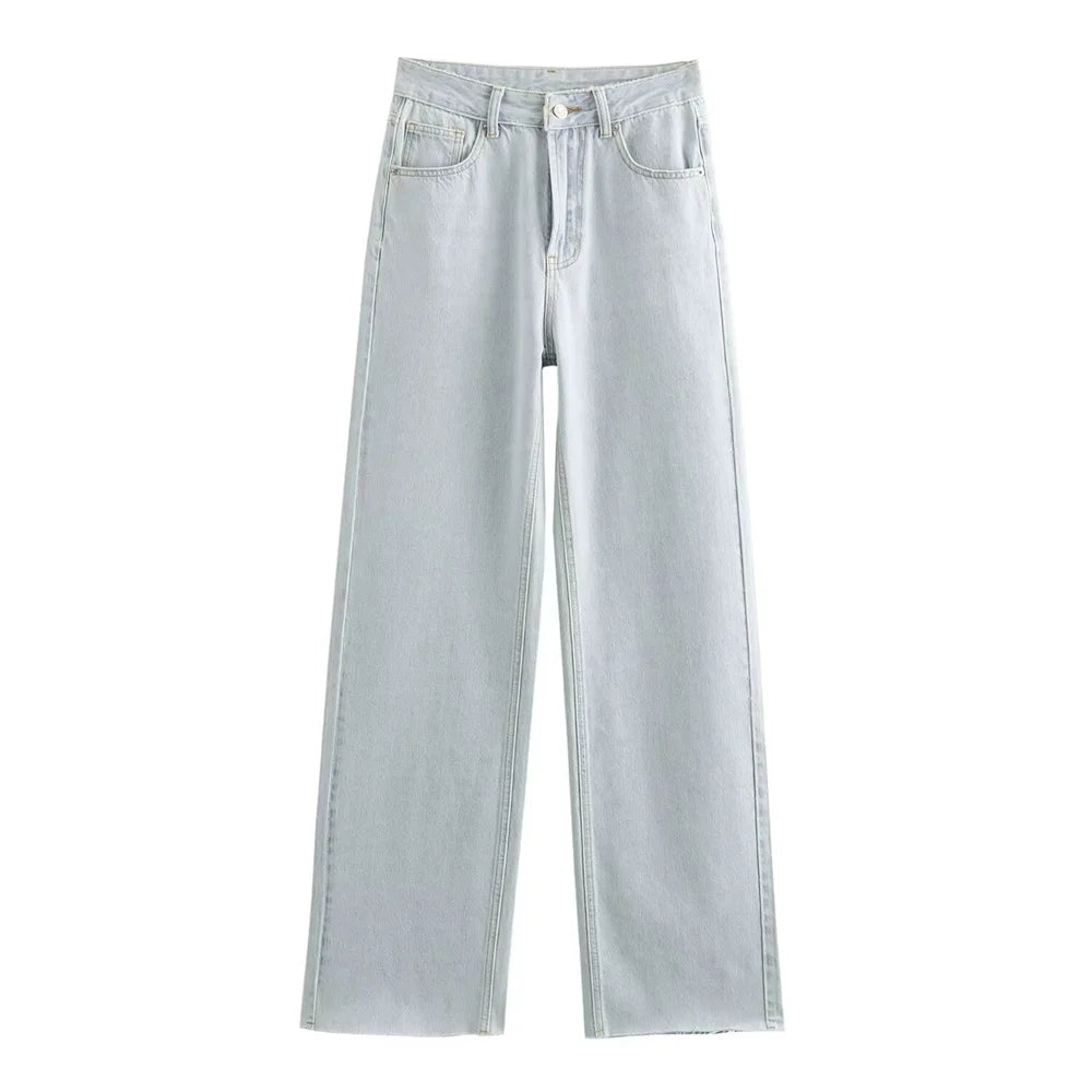 High-waisted Light Wash Wide Leg Jeans on Luulla