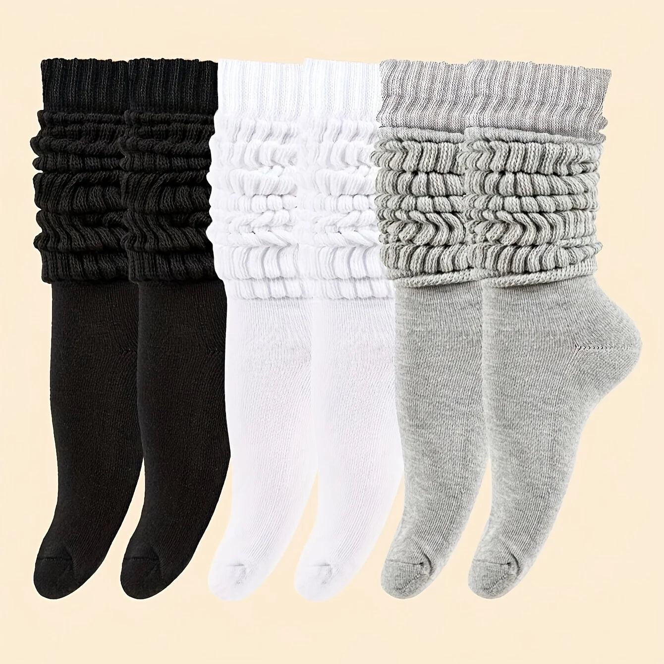 Cozy Ribbed Knit Slouchy Socks, Three-pack Variety on Luulla
