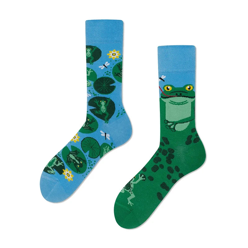 Frog Pattern Socks With Colorful Lily Pads on Luulla