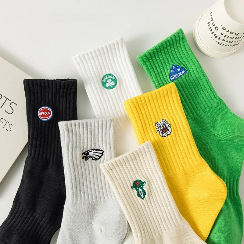 Colorful Cotton Socks With Fun Embroidery Designs on Luulla