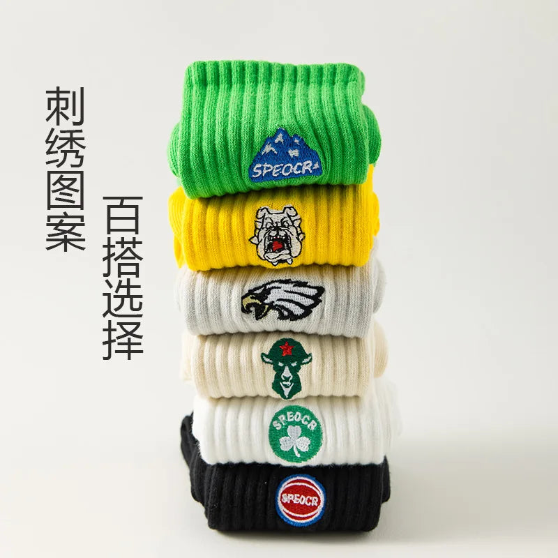 Colorful Cotton Socks With Fun Embroidery Designs on Luulla