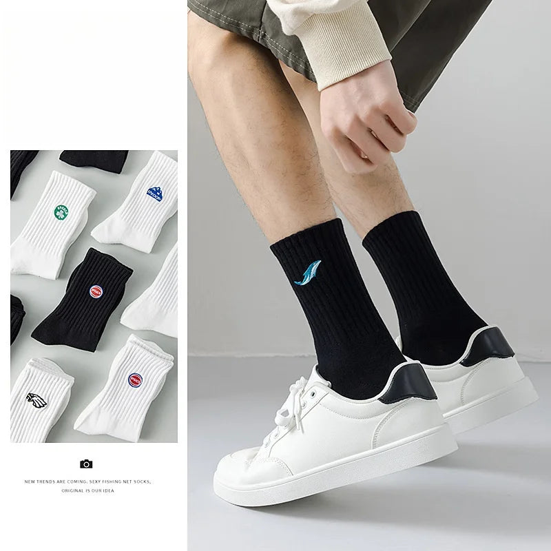 Colorful Cotton Socks With Fun Embroidery Designs on Luulla