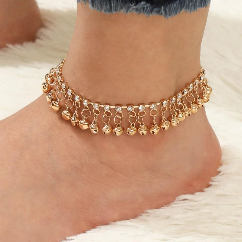 Gold Tone Anklet With Dangling Bell Charms on Luulla