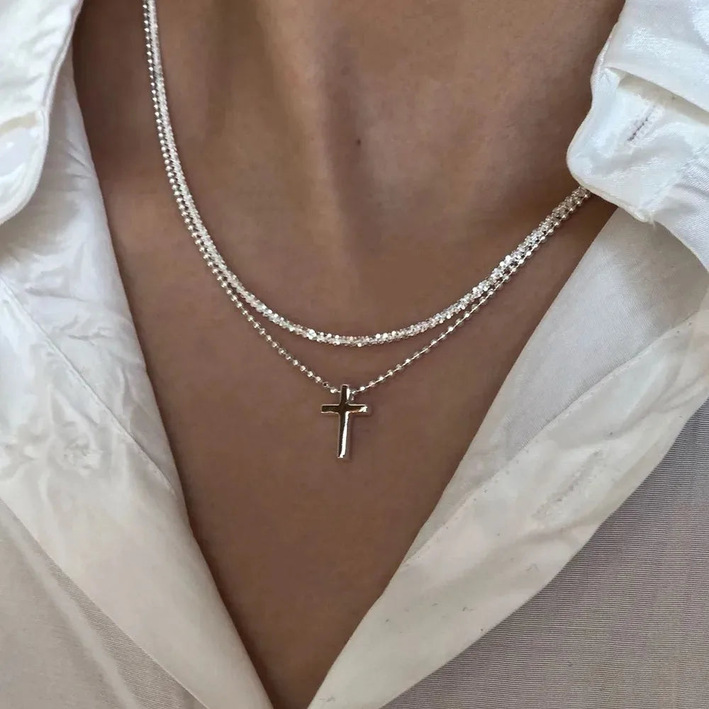 Sterling Silver Double Chain Cross on Luulla