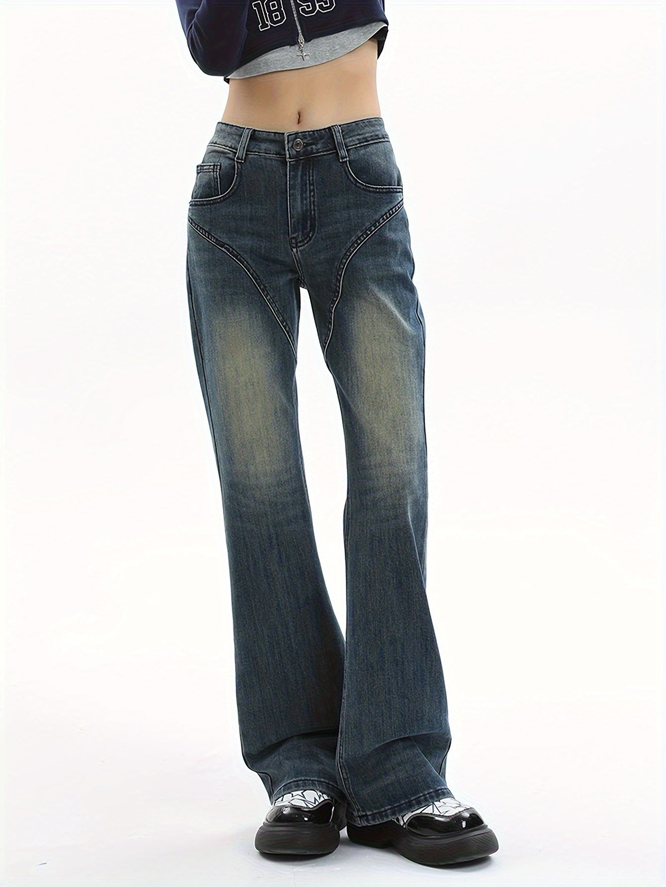 Vintage High-waist Flare Denim Jeans Women on Luulla